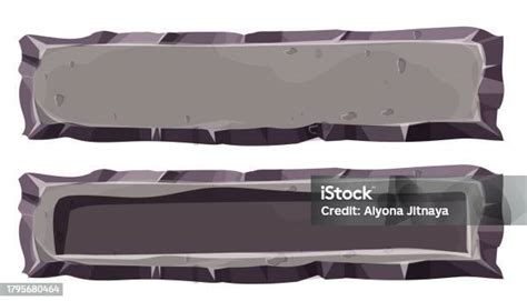 세트 돌 게임 메뉴 패널 흰색 배경에 고립 된 만화 스타일의 질감 Ui 프레임 인터페이스 템플릿 벡터 일러스트 레이 션 0명에 대한 스톡 벡터 아트 및 기타 이미지 Istock