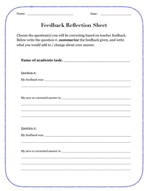 Teacher Reflection Template
