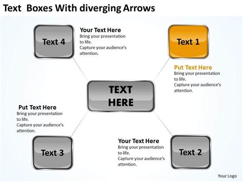 Text Boxes With Diverging Arrows Cycle Process Diagram PowerPoint Templates PowerPoint Slide
