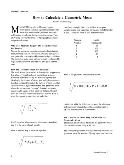 Geometric Mean Pdf Mean Microsoft Excel