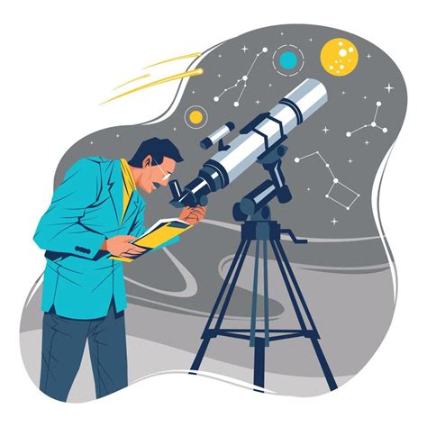 Astrophysicist Scientist Using Telescope Concept 4832731 Vector Art At Vecteezy