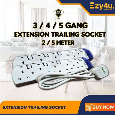 3gang 4gang 5gang Extension Socket Trailing Socket With Sirim 100 Full Copper Wire With Neon