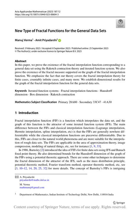 New Type Of Fractal Functions For The General Data Sets Request Pdf