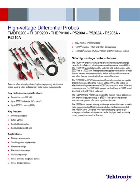 Tmdp Thdp P5200a High Voltage Differential Probe Datasheet 10 92 4