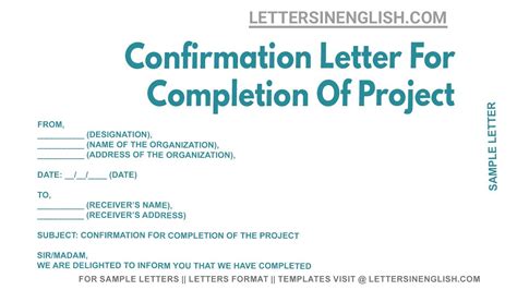 Confirmation Letter For Completion Of Project Sample Letter Of Confirmation For Project