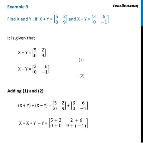 Example 9 Find X And Y If X Y 5 2 0 9 X Y Examples
