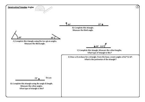 Construction Triangles Worksheet A A4 Constructing Triangles Angles