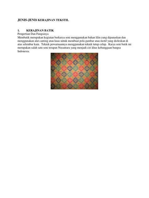 Jenis Jenis Kerajinan Tekstil Indonesia Pdf Griya And Taman Gaya Hidup