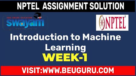 Introduction To Machine Learning Week 1 Assignment 1 Solution Nptel Swayam Youtube