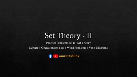 Set Theory Ii Subsets Operations On Sets Word Problems Venn Diagrams Youtube