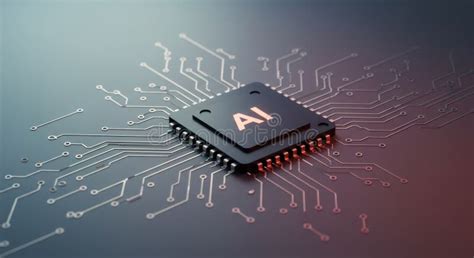 Ai Microchip With Circuit Board Pattern Artificial Intelligence Processor Concept Stock