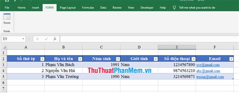 Cách Nhập Dữ Liệu Trong Excel Bằng Form Tự Tạo