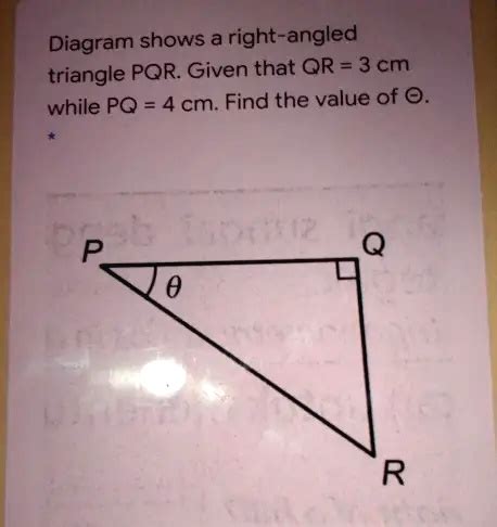 SOLVED Diagram Shows A Right Angled Triangle PQR Given That QR Cm While PQ Cm Find