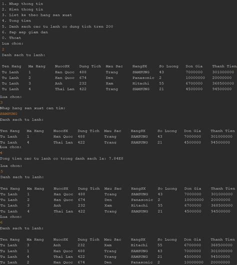 [java] Quản Lý Danh Sách Tủ Lạnh Nhập Sắp Xếp Liệt Kê