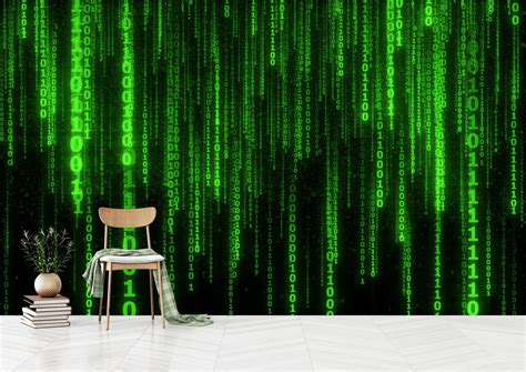 Matrix Binary Code Inspired Mural Wallpaper Peel And Stick Large Wall Mural Binary Code Wall