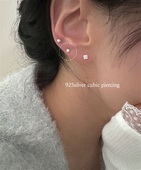925silver묶음할인 데일리 미니 2mm 큐빅 실버 피어싱 에이블리
