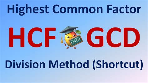 HCF By Division Method GCD By Division Method Math YouTube
