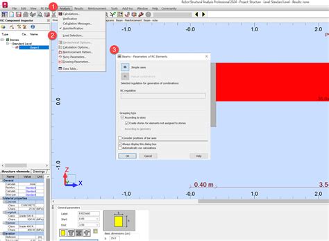 rsa not showing the beams parameters dialog box when in the beam design