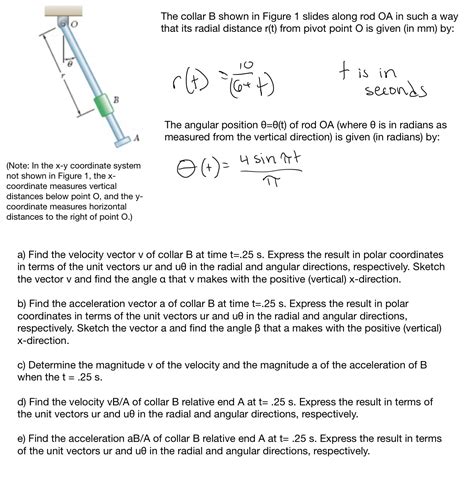 solved the collar b shown in figure 1 slides along rod oa in