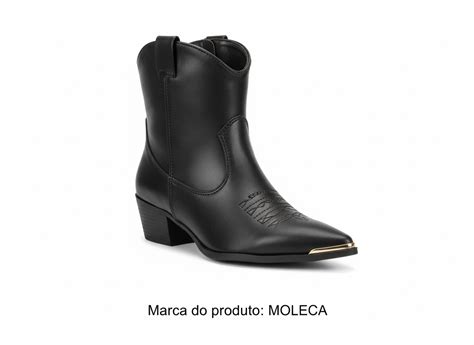 Bota Cano Curto Moleca Preta Salto Bloco Bico Fino Feminina