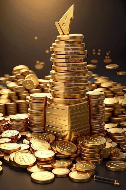 Premium Ai Image Gold Growing Arrow With Gold Coin Money Stacks And Gold Bar Business And