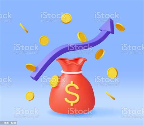동전과 화살이 있는 3d 돈 천 가방 3차원 형태에 대한 스톡 벡터 아트 및 기타 이미지 3차원 형태 가방 경제 Istock