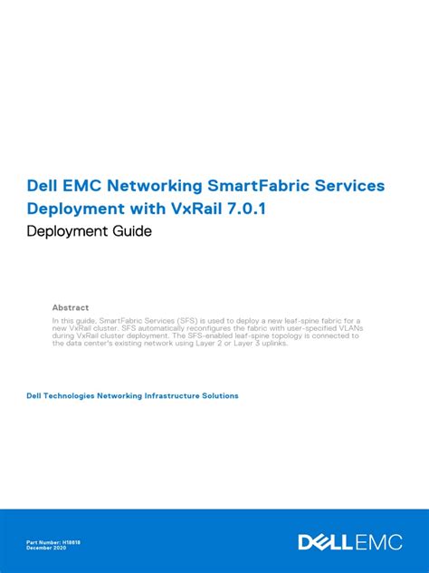 Dell Emc Networking Smartfabric Services Deployment With Vxrail 7 0 1 Pdf Computer Network