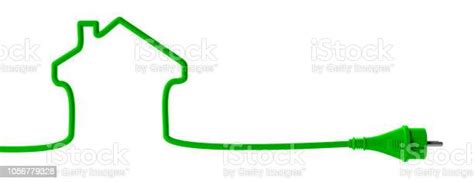 녹색 전원 플러그 집 모양 흰색 배경에 고립 된 잘라 3 차원 일러스트 레이 션 0명에 대한 스톡 사진 및 기타 이미지 0명