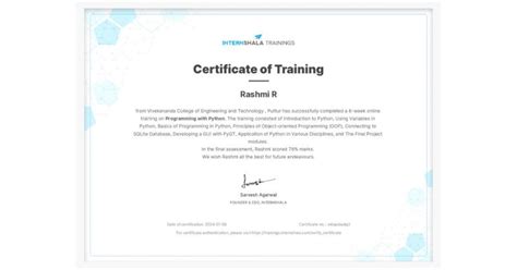 Rashmi R On Linkedin Successfully Completed The Programming With Python Training From