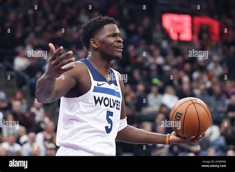 Minnesota Timberwolves Guard Anthony Edwards Reacts After A Play