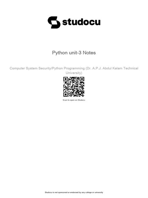 Python Unit 3 Notes Pdf Parameter Computer Programming Python