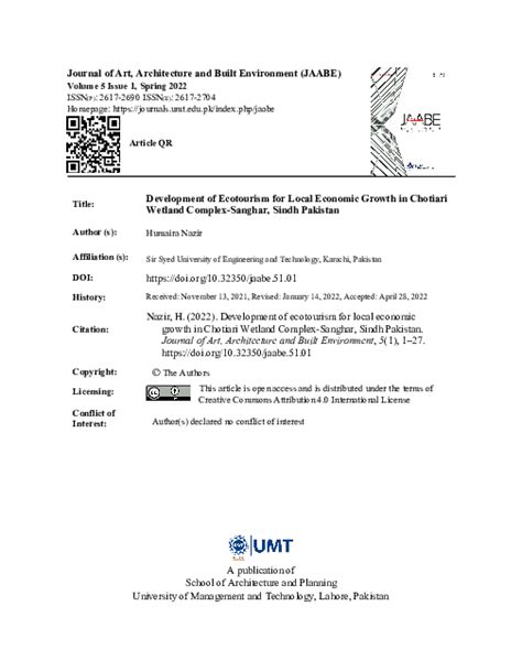 Pdf Development Of Ecotourism For Local Economic Growth In Chotiari Wetland Complex Sanghar