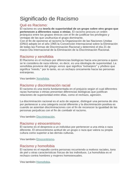 Significado De Racismo Pdf Racismo Discriminación Y Relaciones