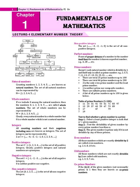 Fundamentals Of Mathematics L 1 By Pj Sir Pdf Numbers Division Mathematics