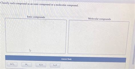 Solved Classify Each Compound As An Ionic Compound Or A Chegg
