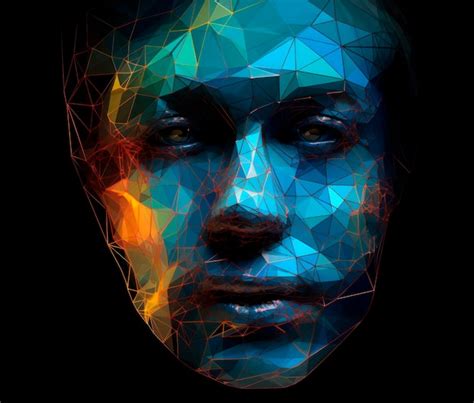 Premium Photo Triangular Artwork Depicting A Male Face
