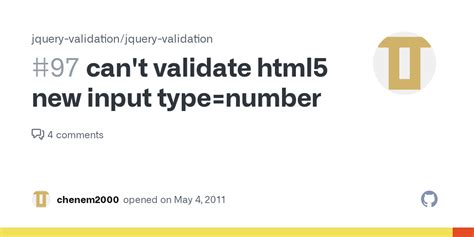 Cant Validate Html5 New Input Typenumber · Issue 97 · Jquery Validationjquery Validation