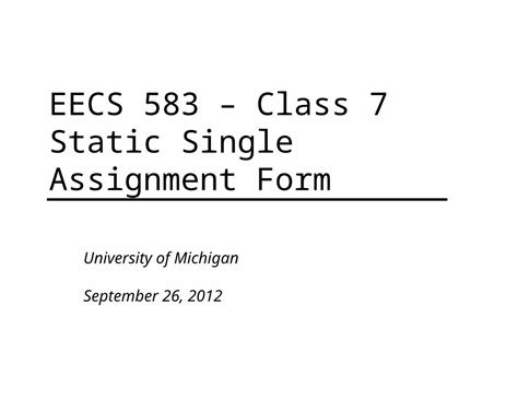 Ppt Eecs 583 Class 7 Static Single Assignment Form Dokumentips
