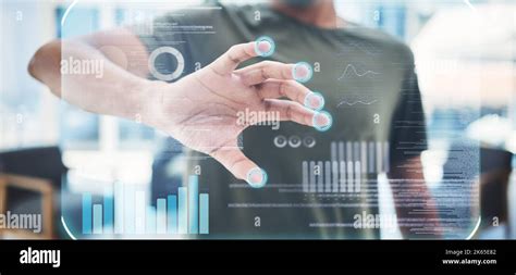 Financial Chart Overlay And Business Hands For Holographic Futuristic