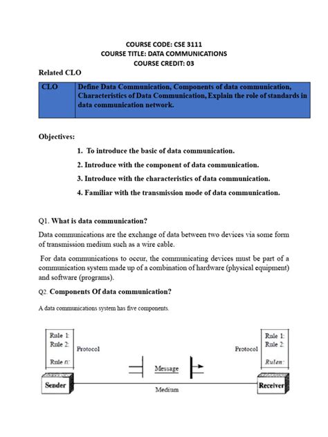 Data Communication Lecture 01 Pdf Duplex Telecommunications Communication