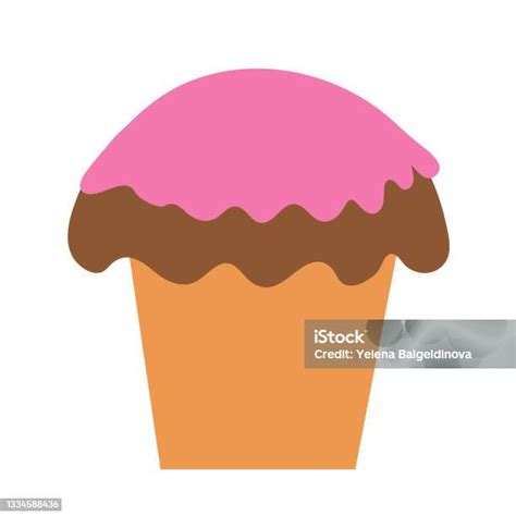 고립 된 배경에 분홍색 장식과 맛있는 컵 케이크 디저트 베이킹 티 타임 디자인 요소 건강에 해로운 음식 플랫 일러스트레이션 귀여운에 대한 스톡 벡터 아트 및 기타 이미지