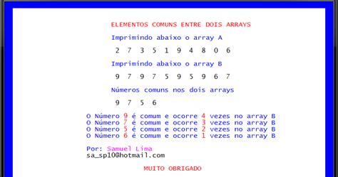 Samuel Lima Programador Ccjava Elementos Comuns Entre Dois Arrays De Inteiros