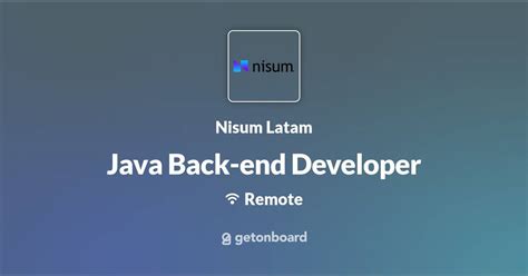 Java Back End Developer At Nisum Latam Remote Work From Home Get
