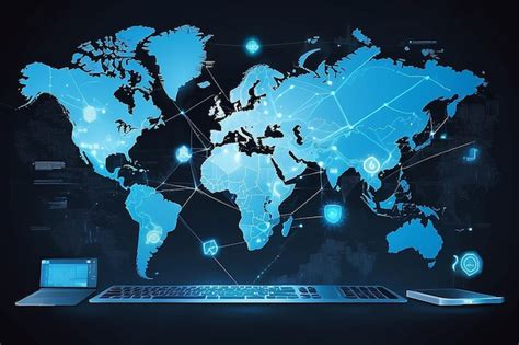 premium photo global network security world map vector illustration