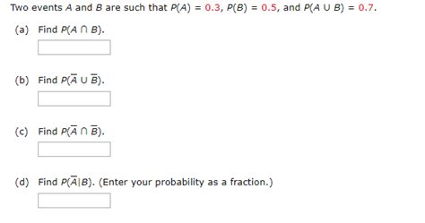 Solved Two Events A And B Are Such That P A P B Chegg Com