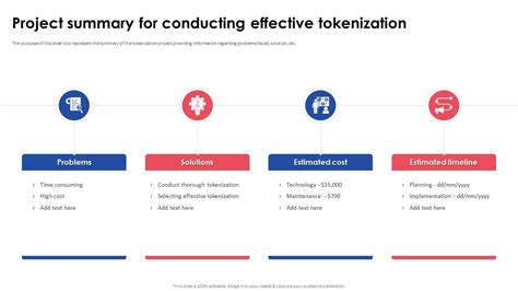 Implementing Effective Tokenization Project Summary For Conducting