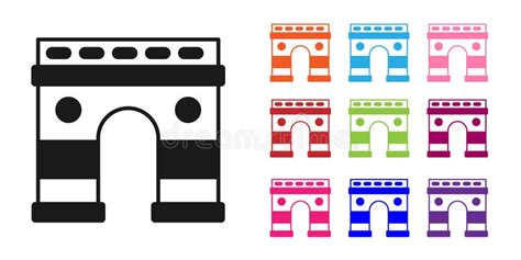 black triumphal arch icon isolated on white background landmark of