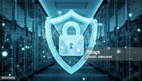 서버룸 데이터 센터 3d 렌더링에서 흰색 및 파란색 방화벽 활성화 보안에 대한 스톡 사진 및 기타 이미지 보안 네트워크