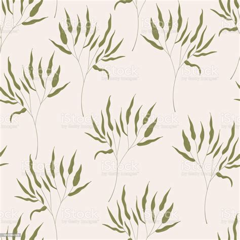 손으로 그린 컬러 잎으로 매끄러운 꽃 귀여운 가을 배경 열대 녹색 가지 현대 꽃 구성 벽지 포스터 카드 직물 직물에 대한 패션 벡터 스톡 일러스트레이션 0명에 대한 스톡