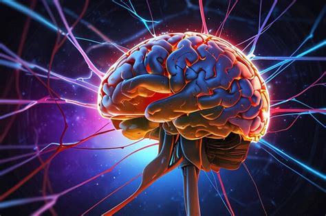 digital rendering of a human brain immersed in synaptic activity with